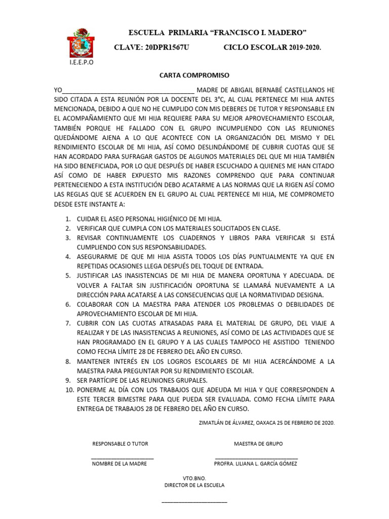 Carta Compromiso | PDF