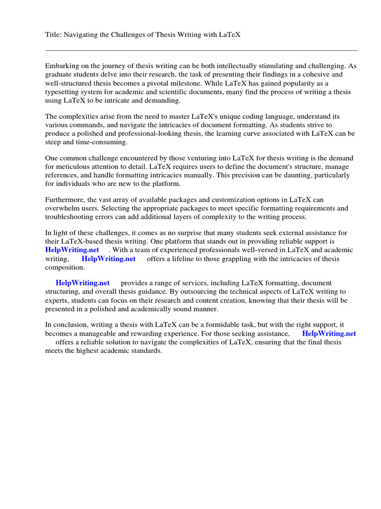 Thesis Writing With Latex | PDF | Te X | Computer File