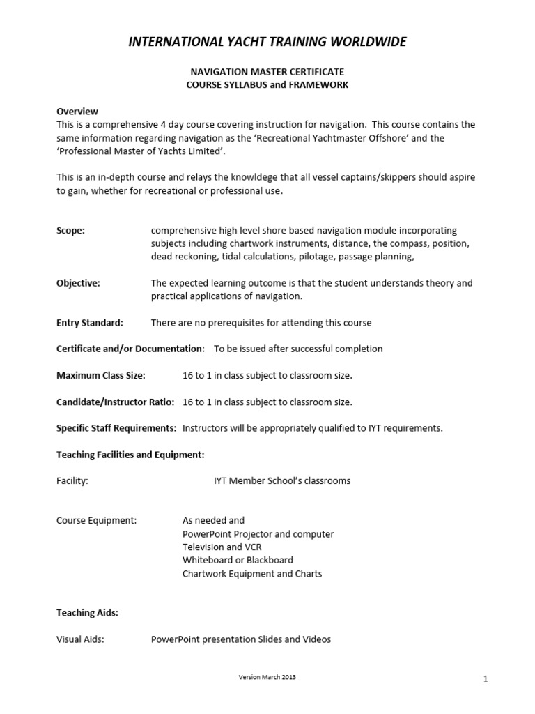 Nav MSTR Course Timetable | PDF | Navigation