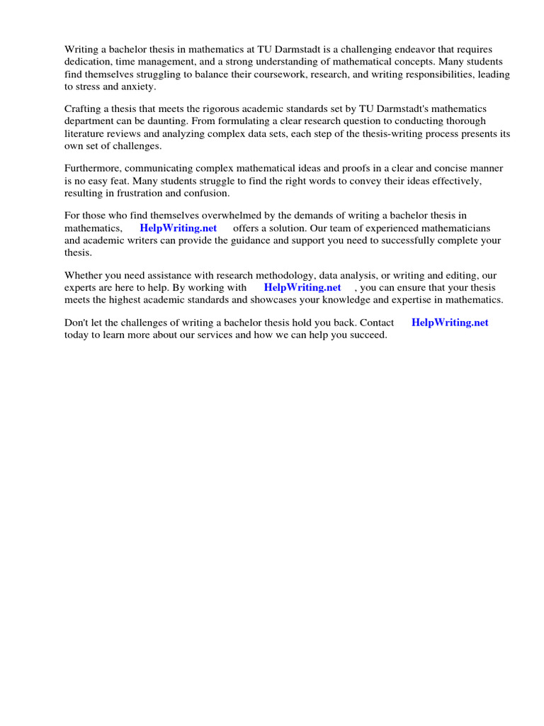 Bachelor Thesis Tu Darmstadt Mathematik | PDF | Mathematics | Thesis