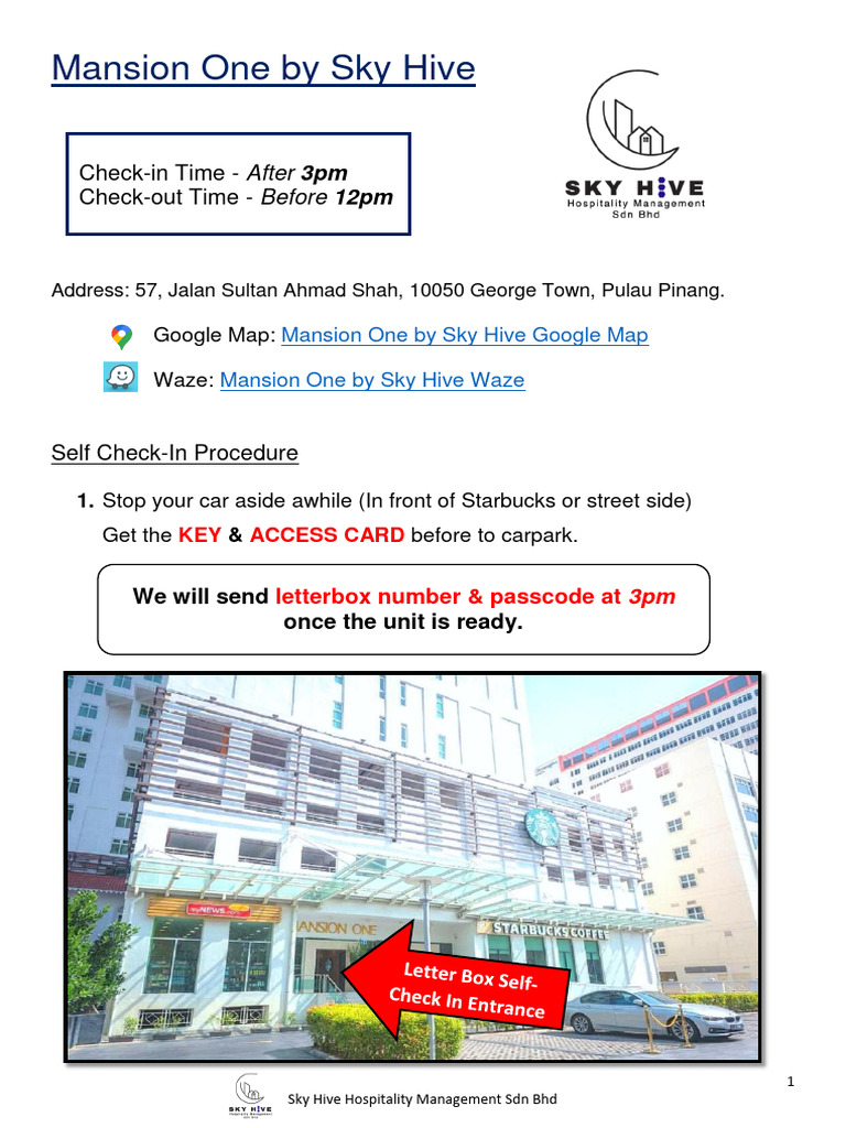 Mansion One Check in Procedures | PDF