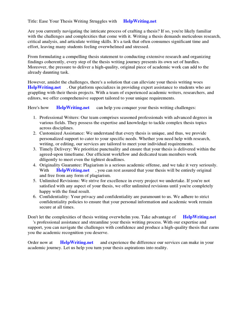 Thesis Letter of Intent Sample | PDF