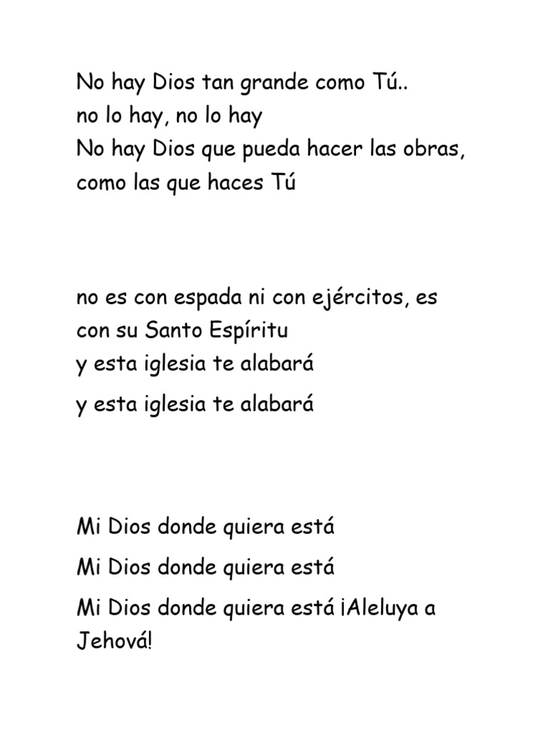 No Hay Dios Tan Grande Como Tú | PDF