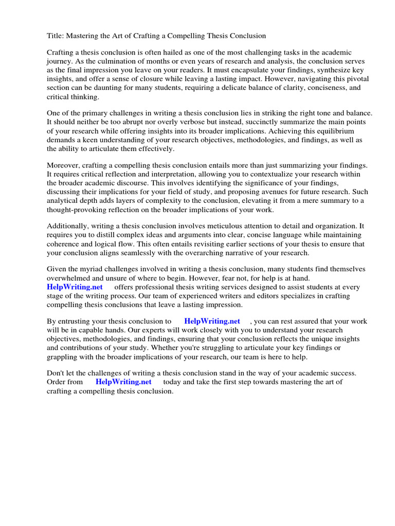How To Write Good Thesis Conclusion | PDF | Essays | Thesis How To Write Good Thesis Conclusion | PDF | Essays | Thesis