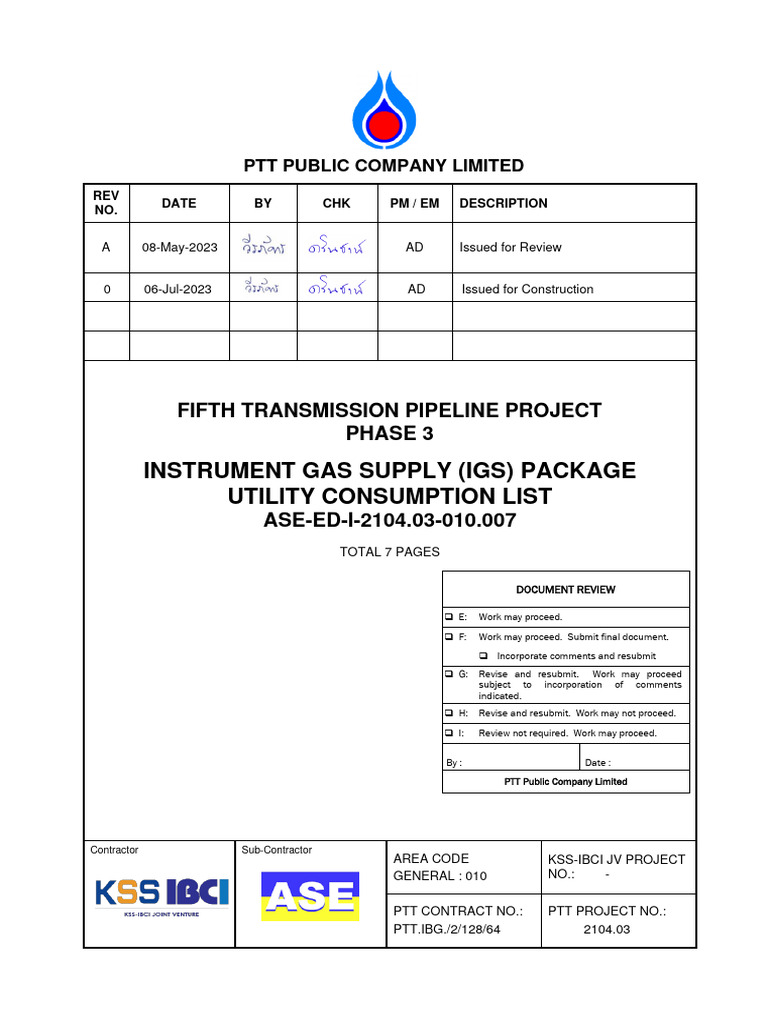 ASE-ED-I-2104.03-010-007-R0 Utility Consumption List | PDF
