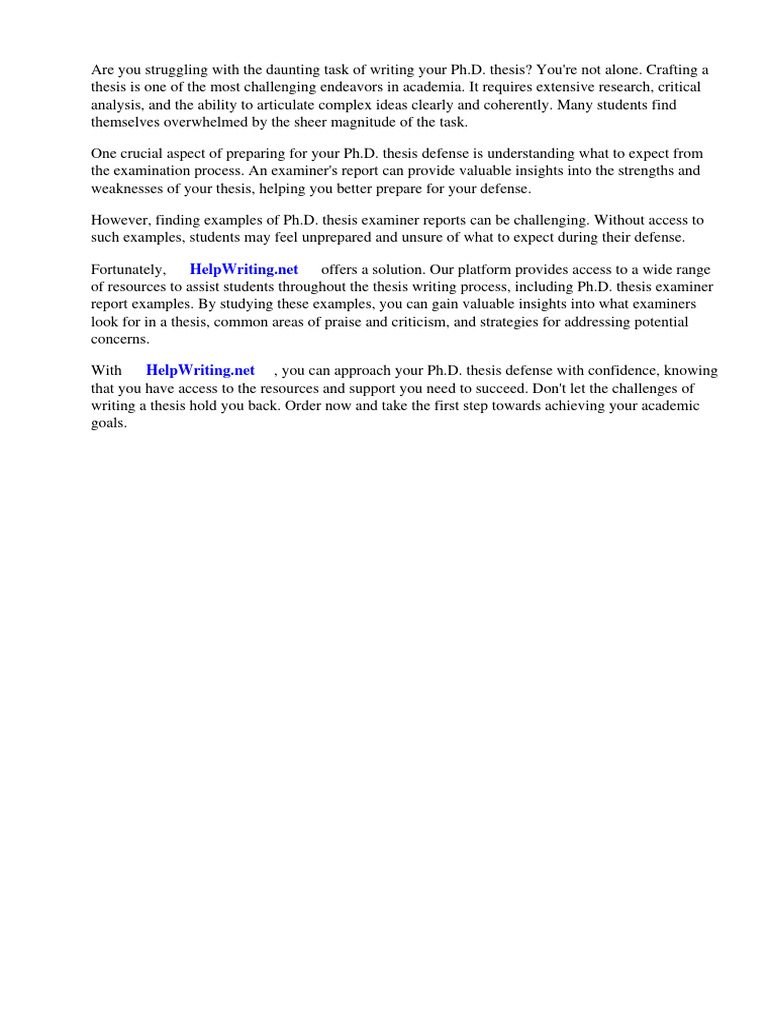 PHD Thesis Examiner Report Example | PDF | Thesis | Doctor Of Philosophy
