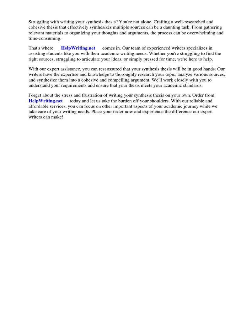 Example of Synthesis Thesis | PDF | Essays | Apa Style