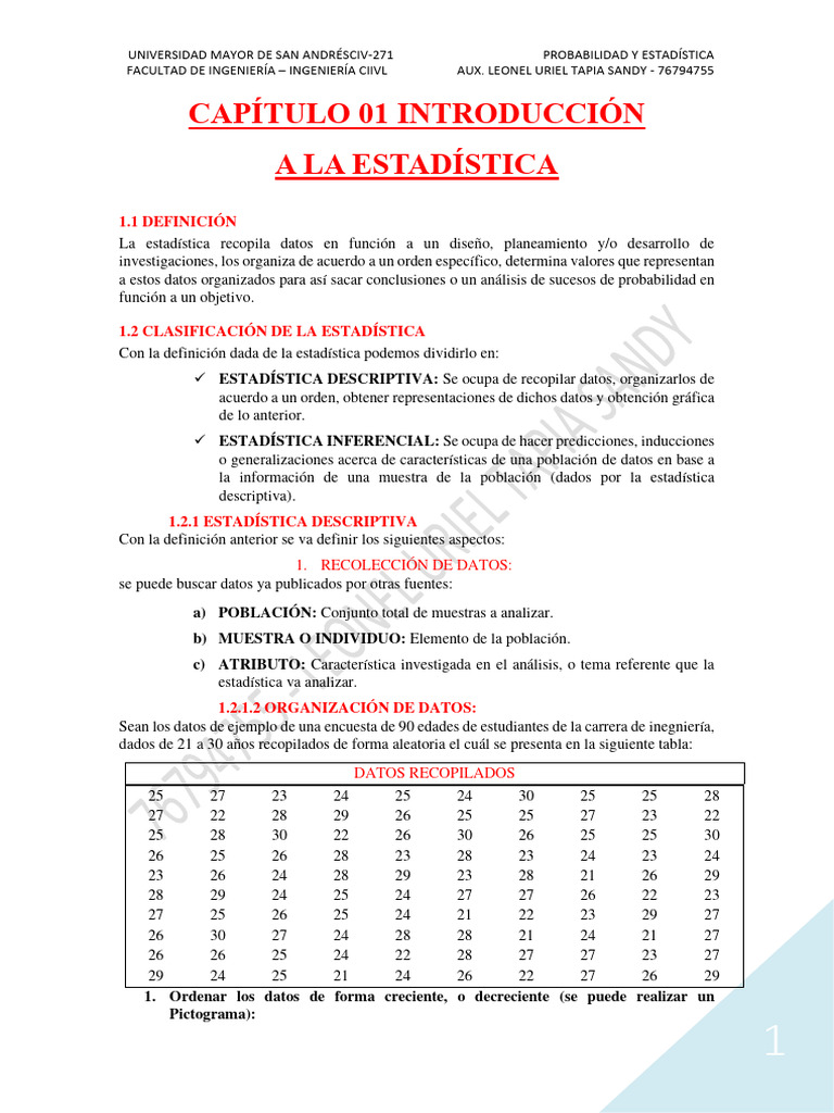 1 - 2 - Introducción A La Estadística - Estadística Descriptiva | PDF | Modo (Estadísticas ...