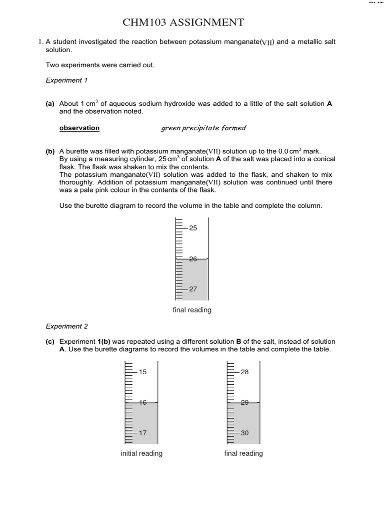CHM 105-PQ2-1 | PDF | Experiment | Diet & Nutrition
