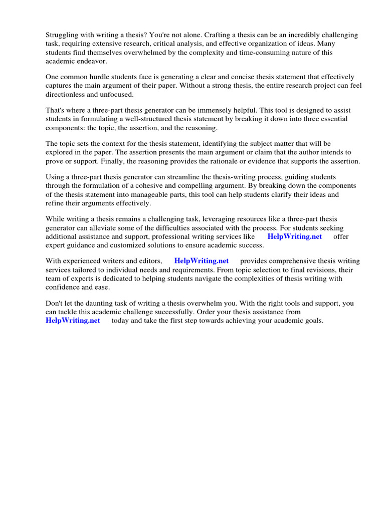 Three Part Thesis Generator | PDF | Essays | Thesis