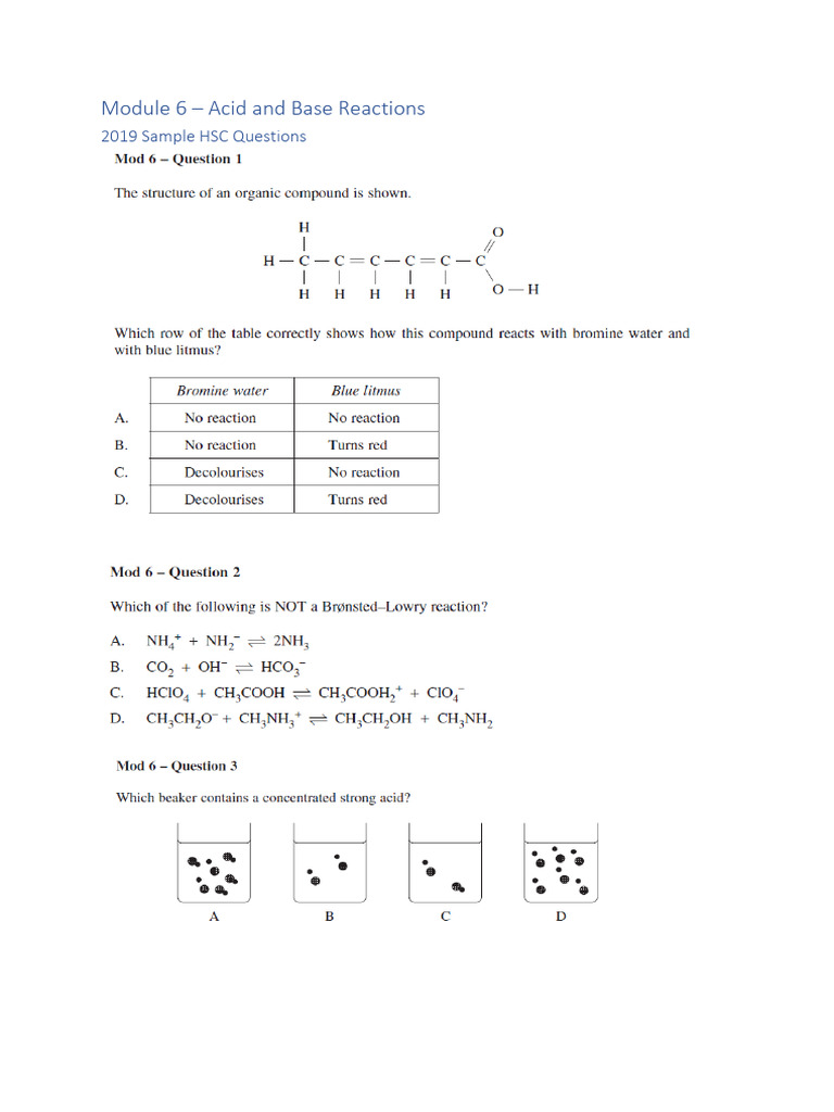 HSC Chemistry Past and Sample Paper Questions - MODULE 6 | PDF