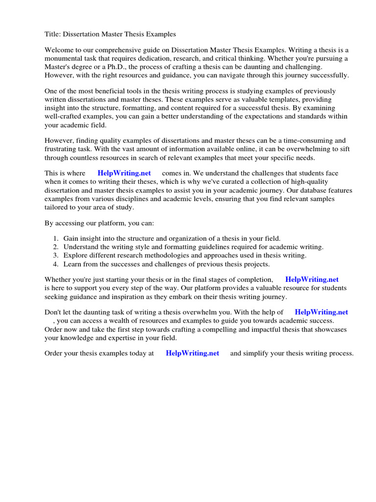 Dissertation Master Thesis Examples | PDF | Thesis
