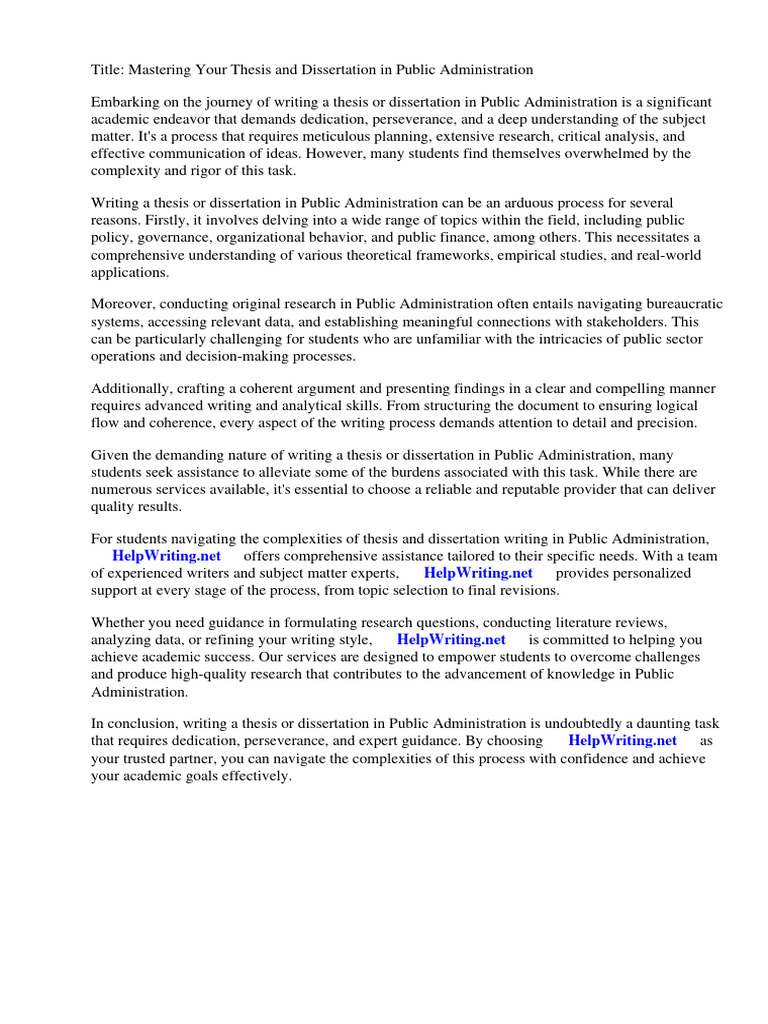 Thesis and Dissertation in Public Administration | Download Free PDF | Thesis | Public ...