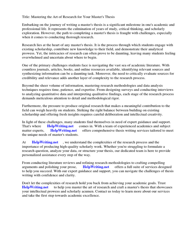 Research Strategies for Master's Thesis | PDF | Career & Growth | Business