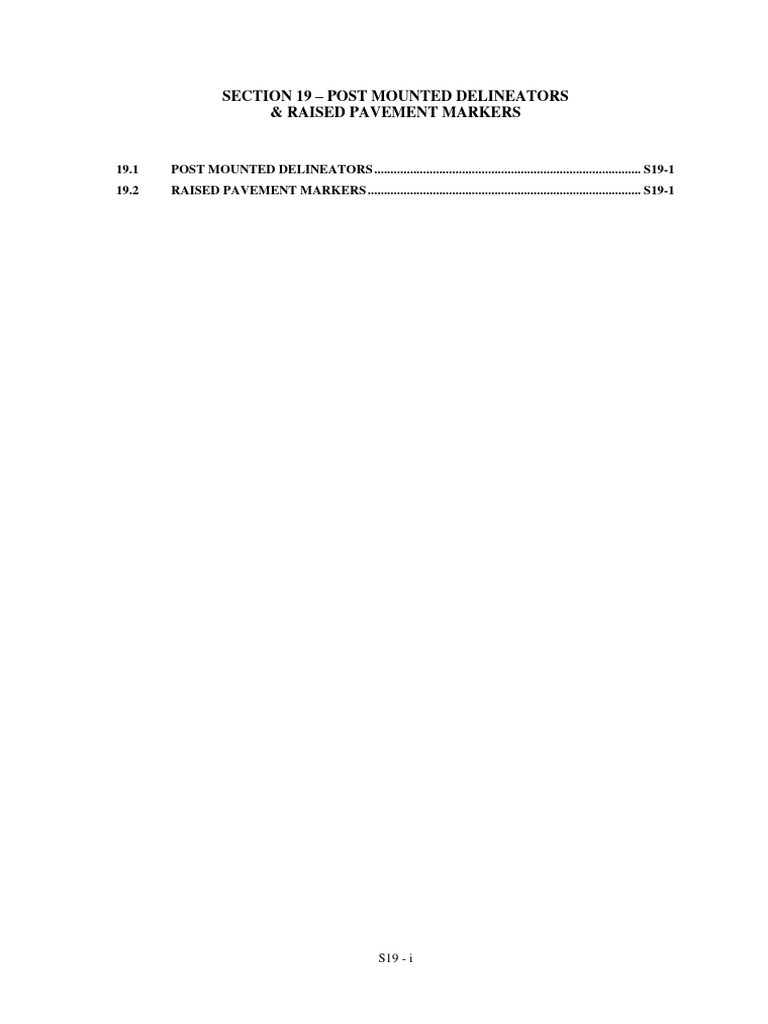 Section 19 - Post Mounted Delineators & Raised Pavement Markers | PDF ...