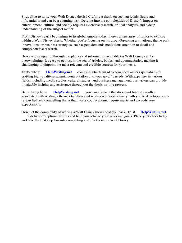 Walt Disney Thesis Statement | PDF | The Walt Disney Company | Auction Walt Disney Thesis Statement | PDF | The Walt Disney Company | Auction