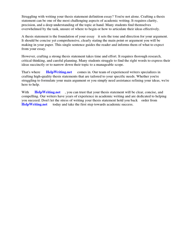 Thesis Statement Definition Essay | PDF | Essays | Thesis