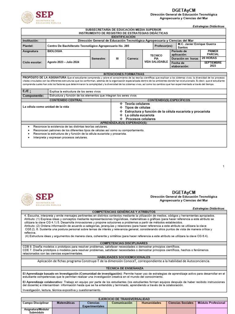 ECA BIOLOGIA I PRIMER PARCIAL Javier Guerradocx | PDF | Biología ...