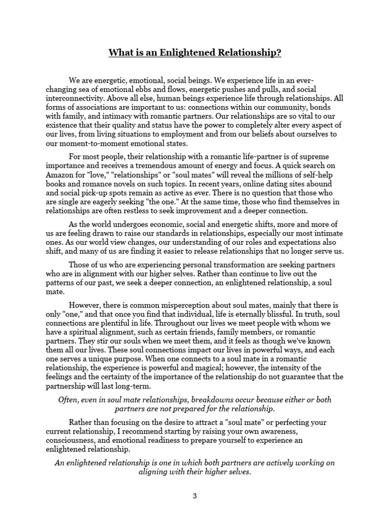 Enlightened Relationship Worksheet | PDF | Friendship | Intimate Relationships