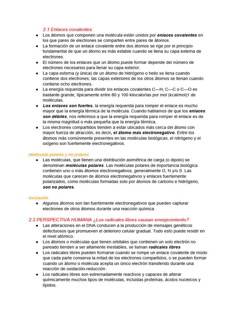 Biocel 2 Clase | PDF | Enlace covalente | Moléculas