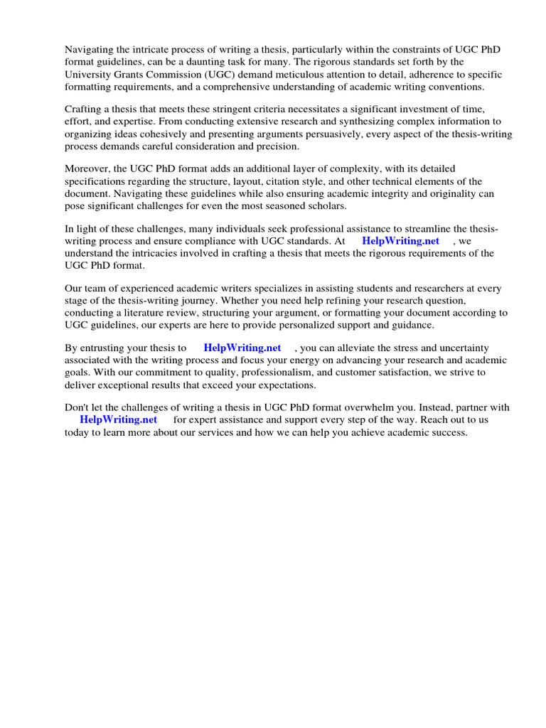 Ugc PHD Thesis Format | PDF