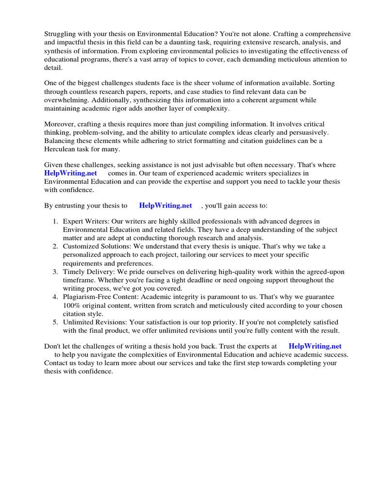 Thesis Environmental Education | PDF | Sustainability | Natural Environment