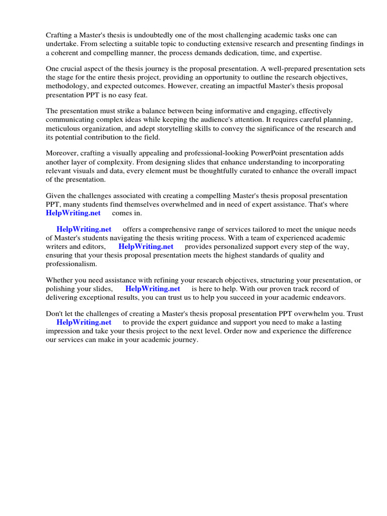 Masters Thesis Proposal Presentation | PDF