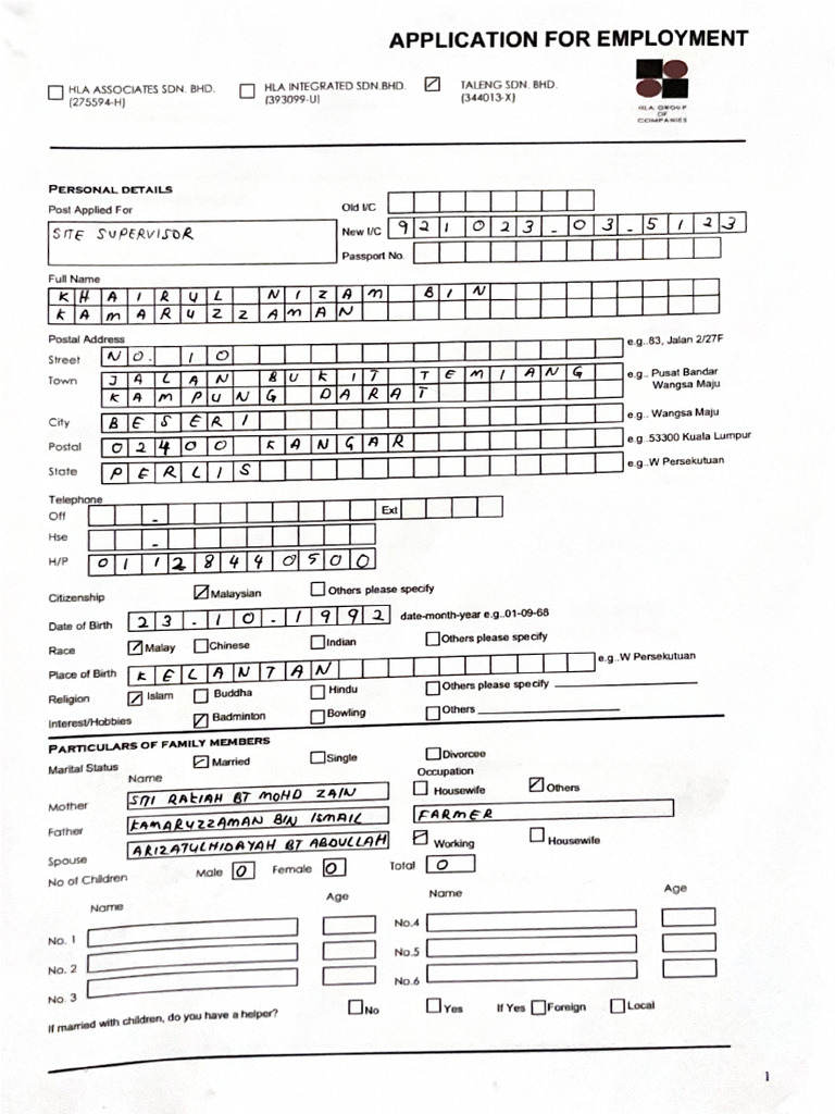 Application For Employment | PDF