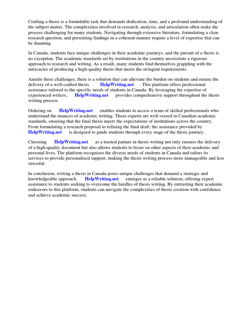 Thesis Canada Search | PDF