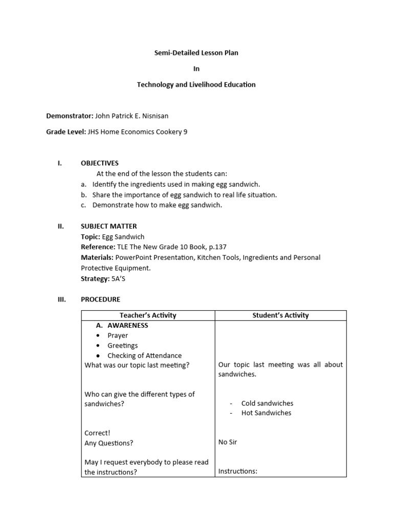 4a's Detailed Lesson Plan | PDF