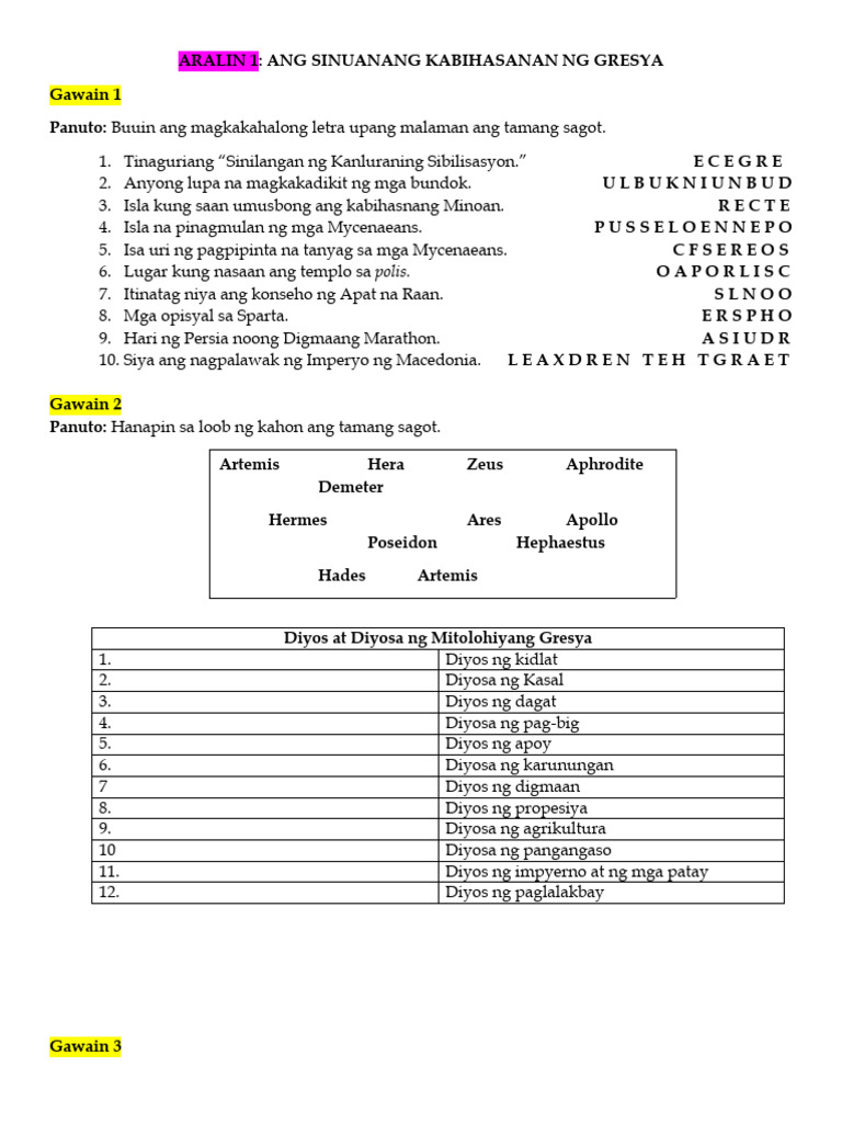 Aralin 1 Activity | PDF