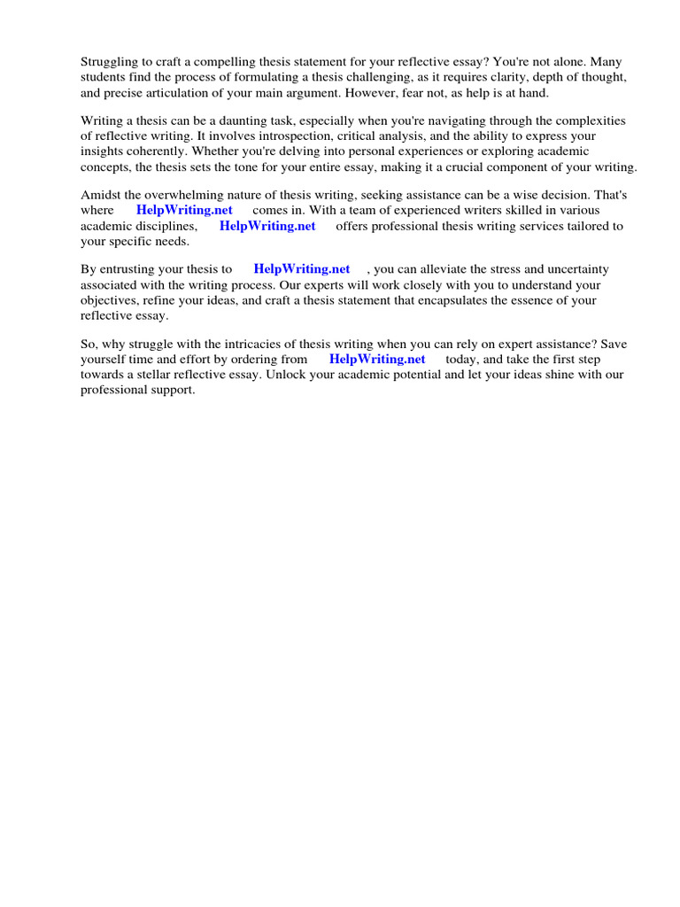 Example Thesis Statement for Reflective Essay | PDF | Essays | Thesis