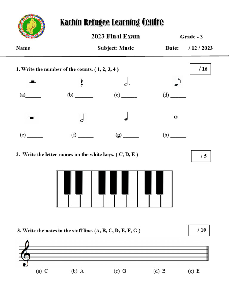 Grade 3 Music Question | PDF