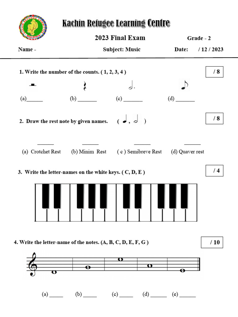 Grade 2 Music Question | PDF