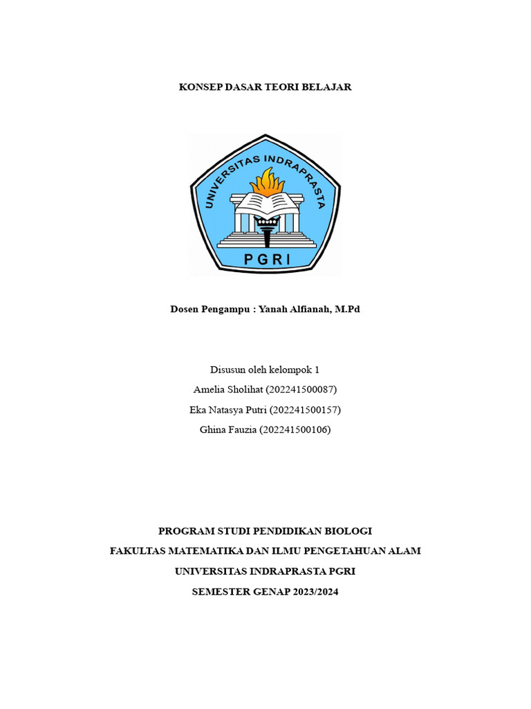 Makalah Konsep Dasar Teori Belajar (Kel 1) | PDF