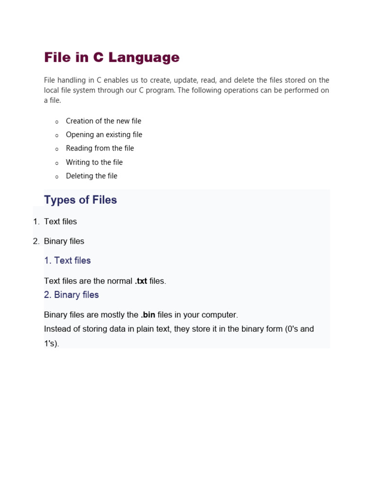 File in C Language | PDF | Computer File | Pointer (Computer Programming)