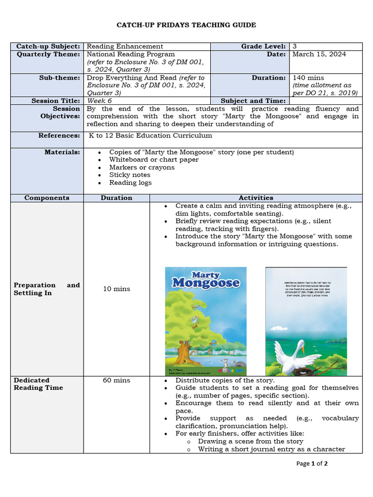 Week 6 Enhancement DLL Teaching Guide Grade 3 | PDF | Reading Comprehension | Communication