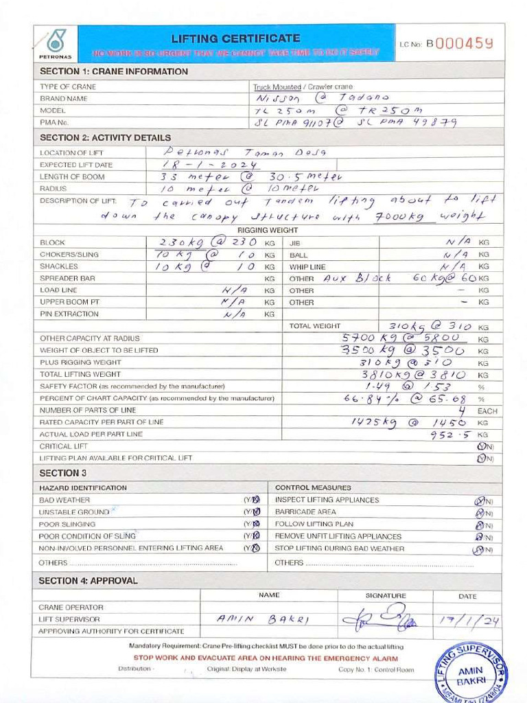 Contoh Lifting Plan | PDF