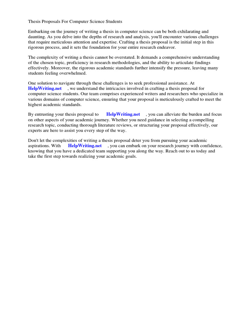Thesis Proposals For Computer Science Students | PDF | Thesis | Science