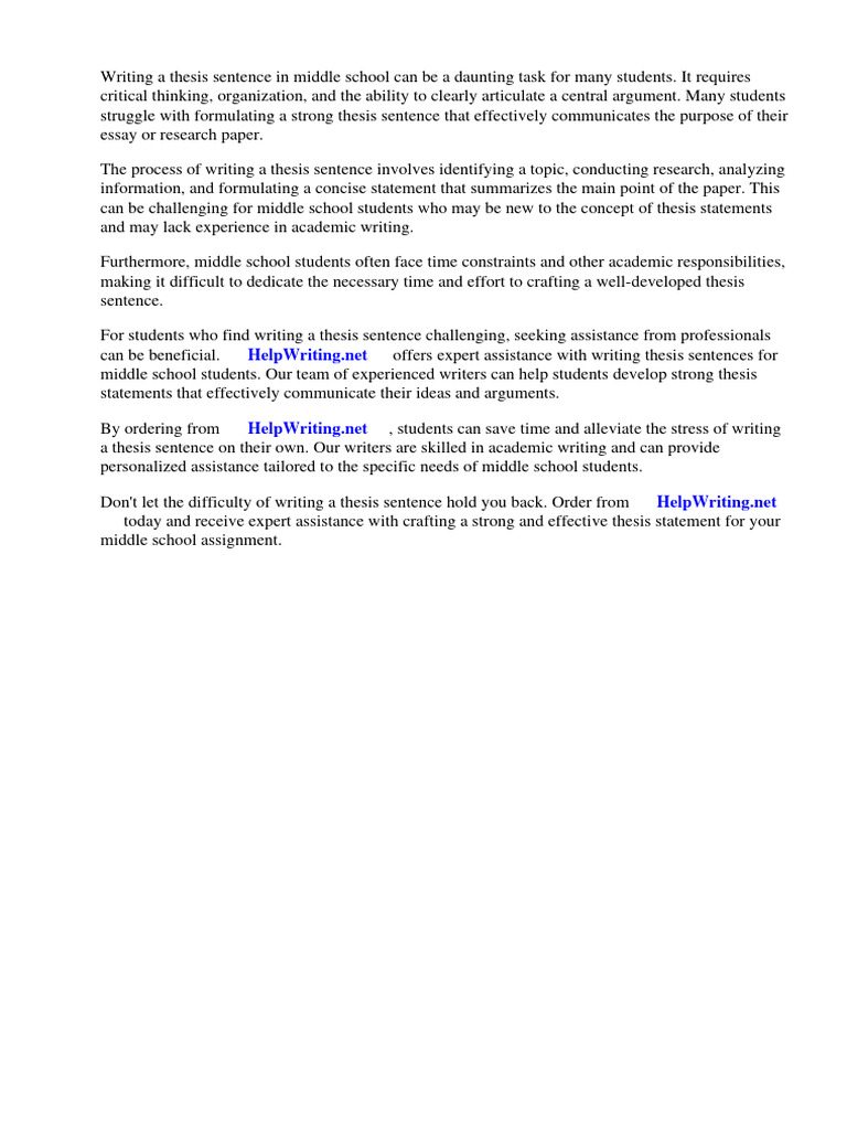 Writing A Thesis Sentence Middle School | PDF | Essays | Thesis