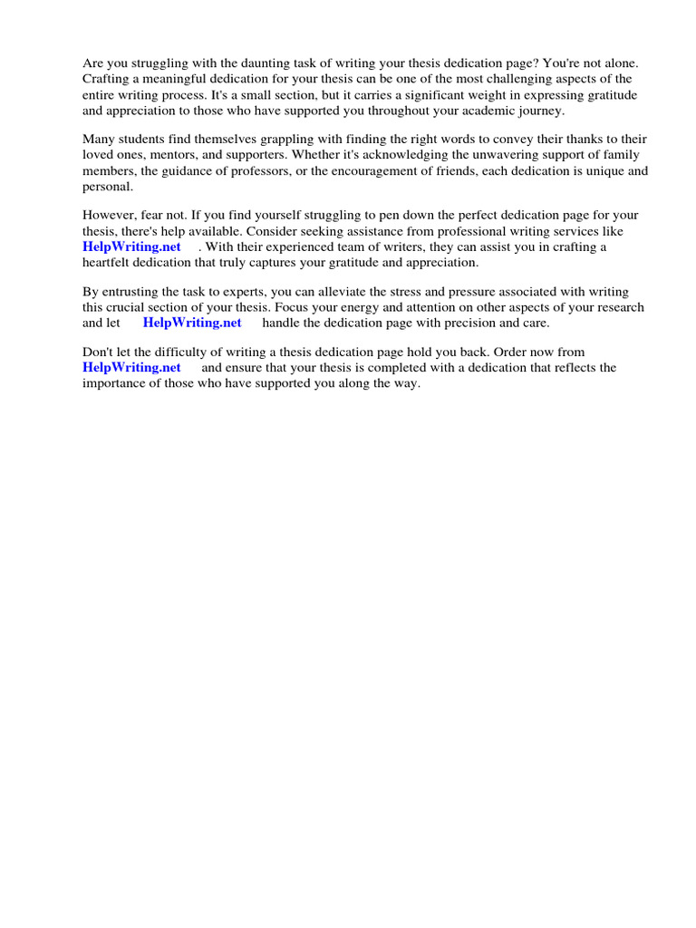 Crafting a Thesis Dedication Page | PDF