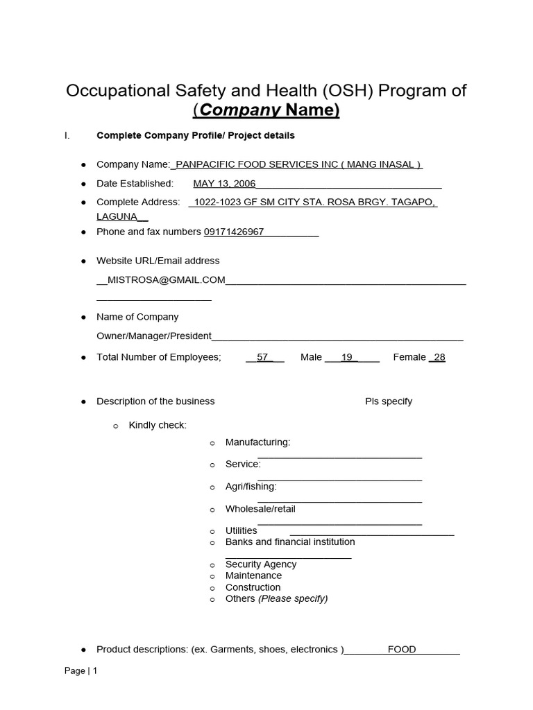 OSH Program Template | PDF