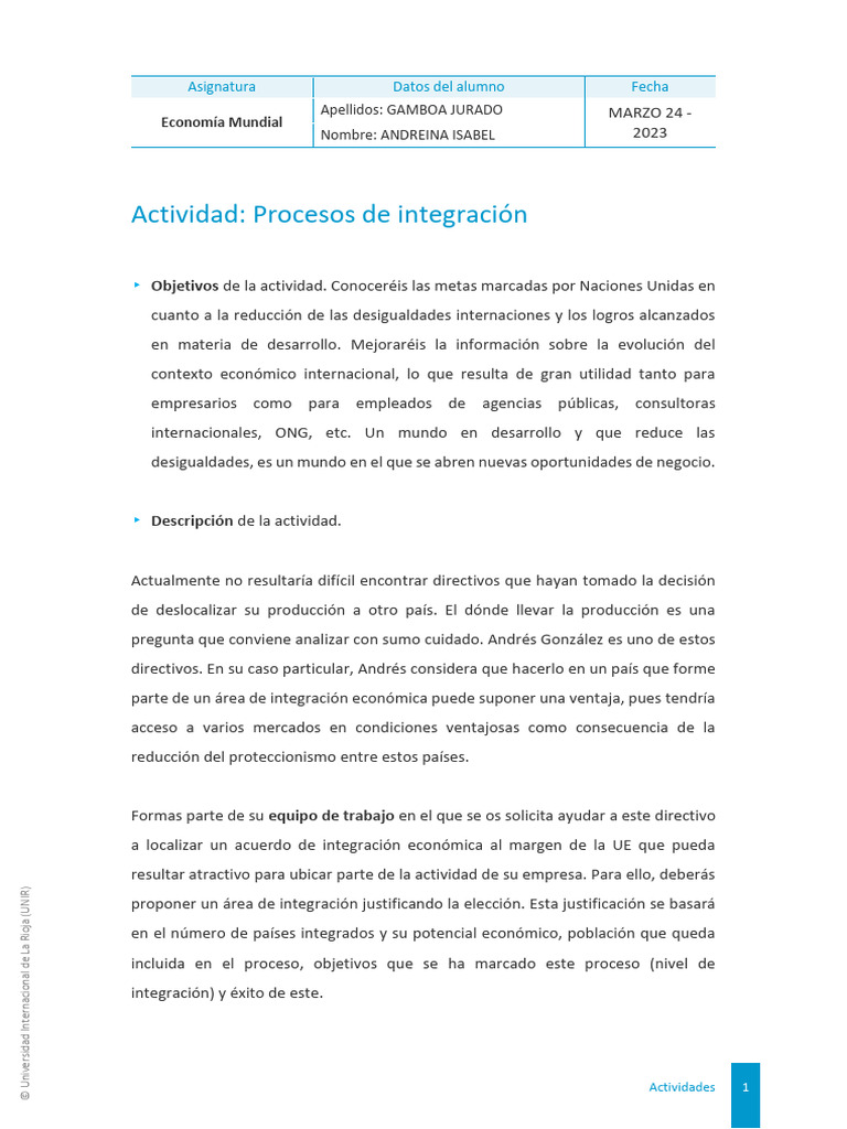 Proceso de Integración Económica Global | PDF
