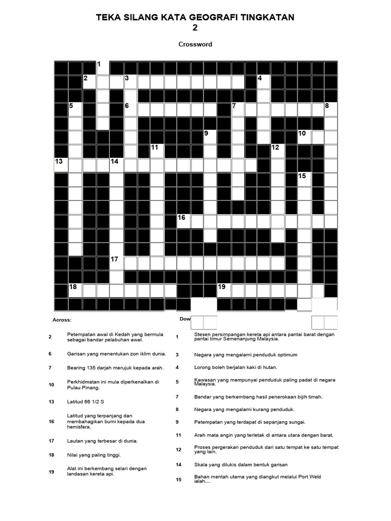 Teka Silang Kata Geografi Tingkatan 2 | PDF