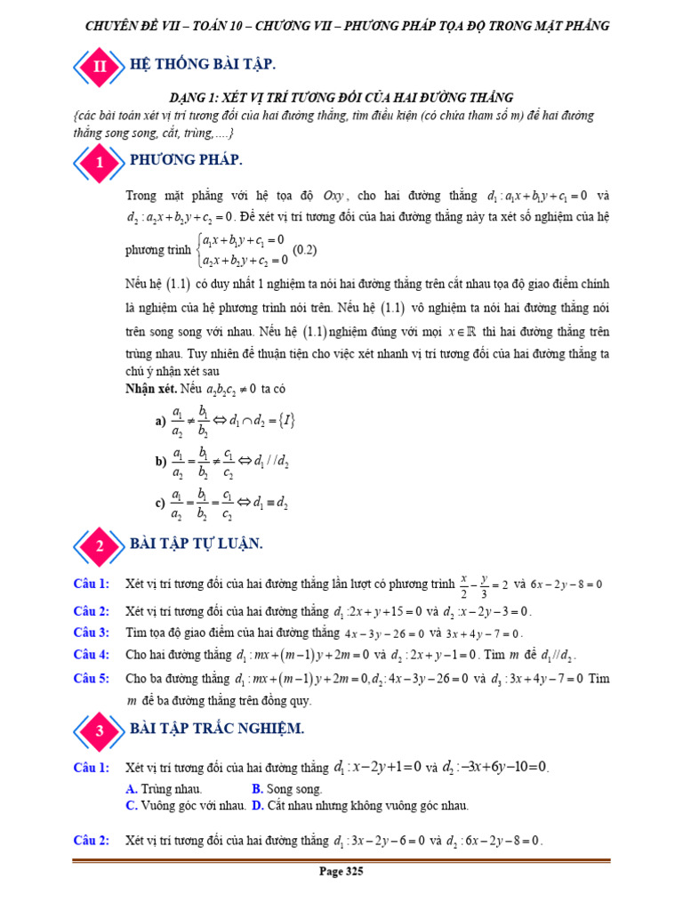 Chuyen de Phuong Phap Toa Do Trong Mat Phang Toan 10 Knttvcs Trang 6 | PDF
