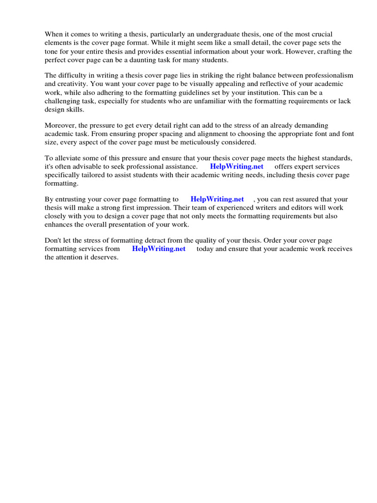 Undergraduate Thesis Cover Page Format | PDF | Thesis | Green Infrastructure