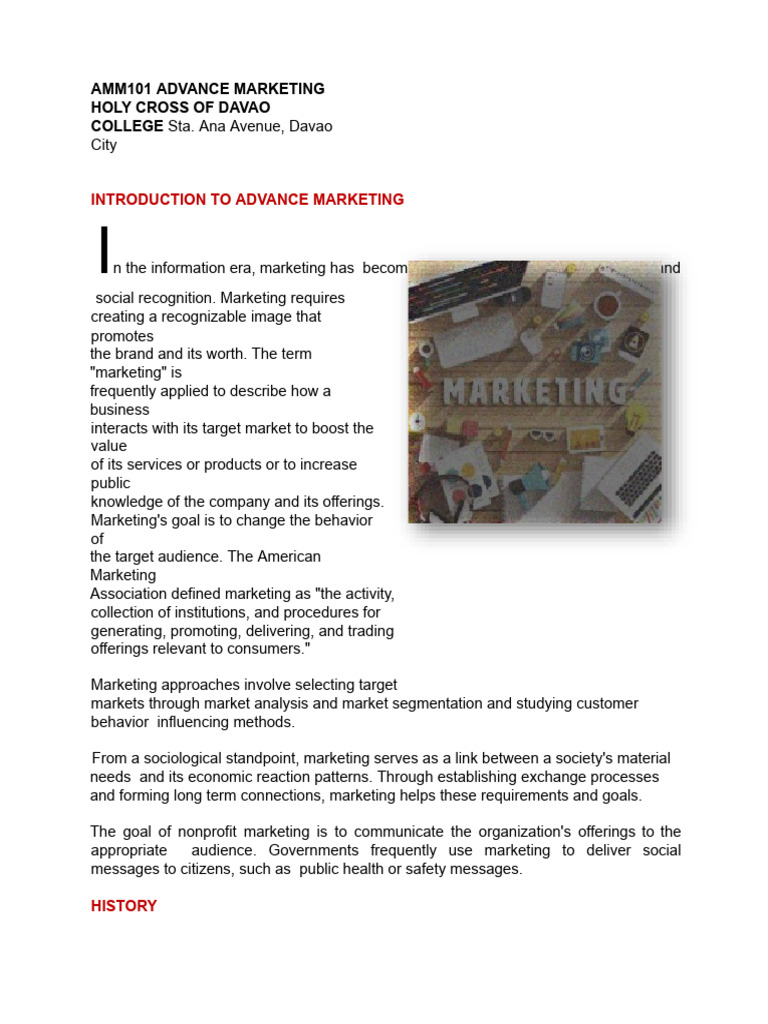 Introduction to Advance Marketing Concepts | PDF | Marketing | Sales