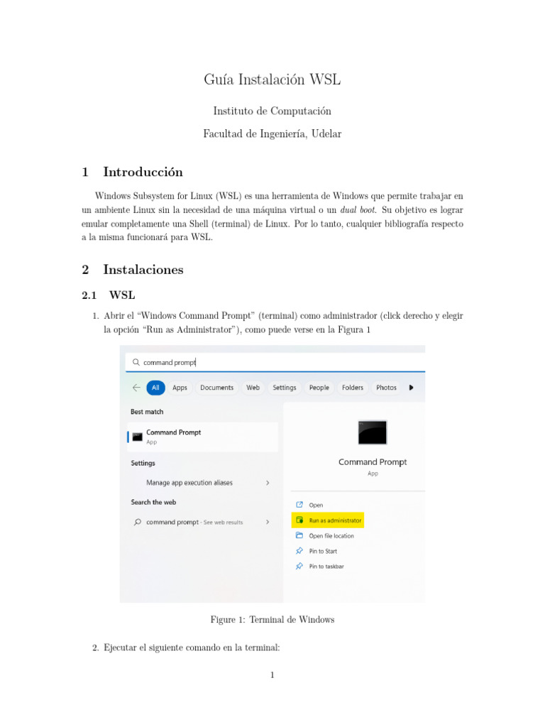 Guia Instalacion WSL | PDF | Interfaz de línea de comando | Microsoft Windows