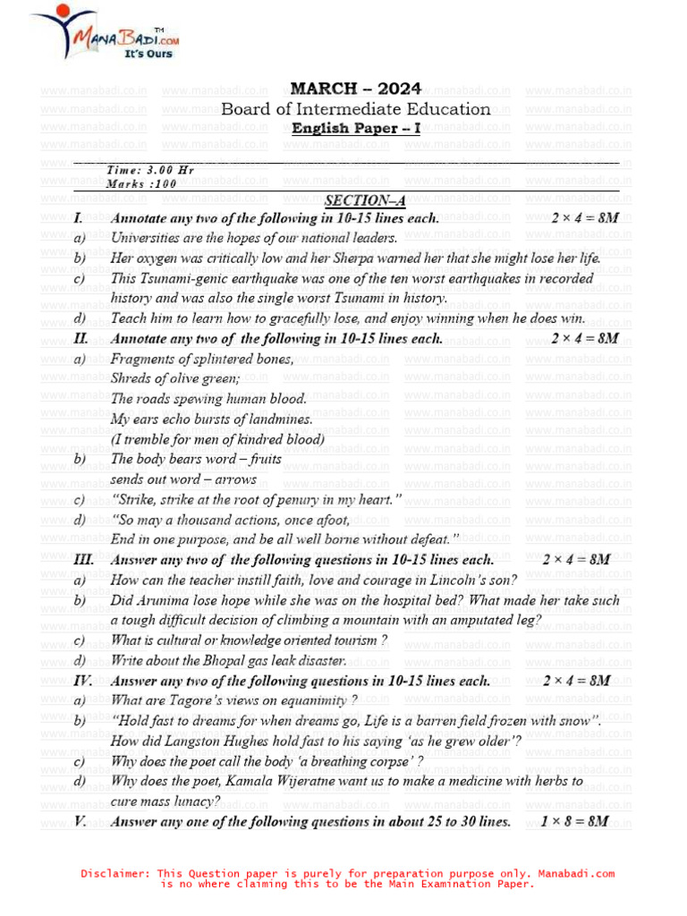 1st Year Mpc Guess Paper Pdf Linguistics