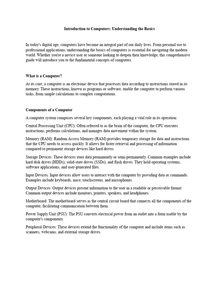 Introduction To Computers | Download Free PDF | Operating System ...